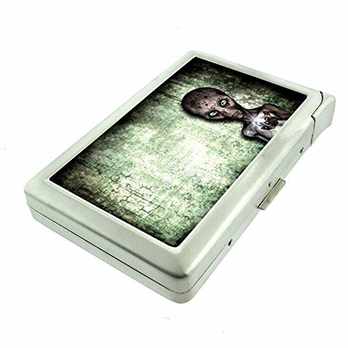 Cracked Alien Em1 Hip Silver Cigarette Case With Built In Lighter 4.75 ...