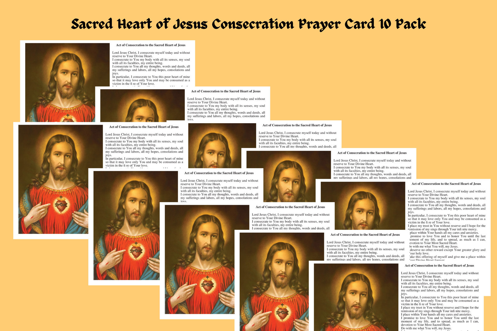 Sacred Heart Consecration Prayer Cards Laminated - Art Prints