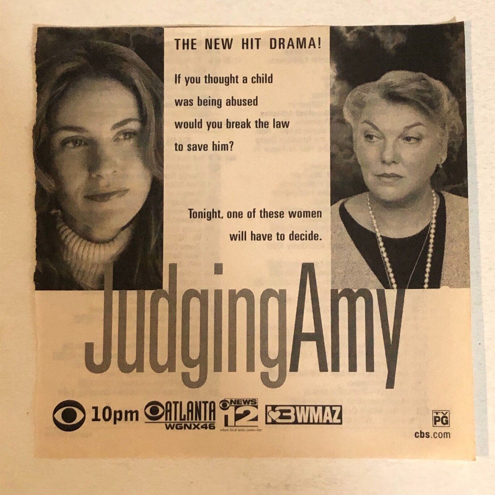 Judging Amy TV guide Print Ad Amy Brenneman Tyne Daly TV1 - Other