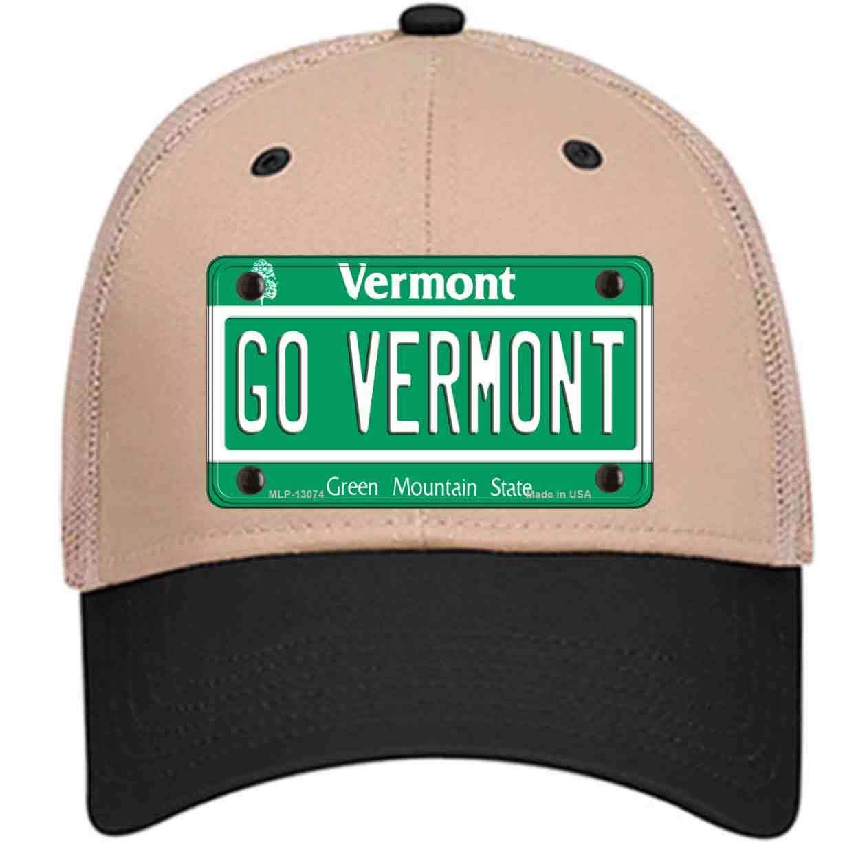 Go Vermont Novelty Khaki Mesh License Plate Hat - Hats