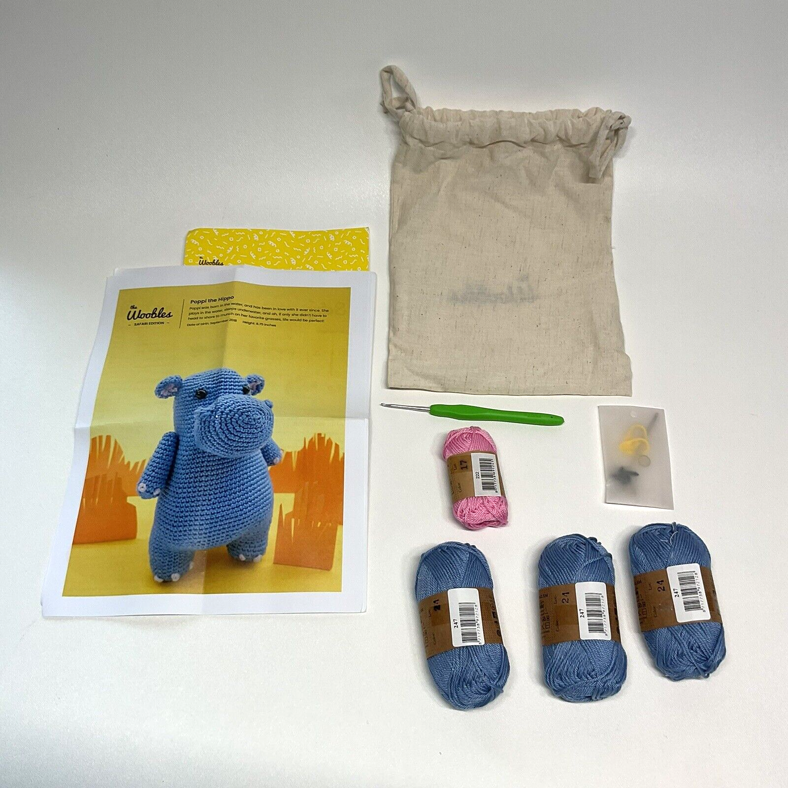 The Woobles Poppi The Hippo Safari Edition Learn Crochet Kit New 2021 ...