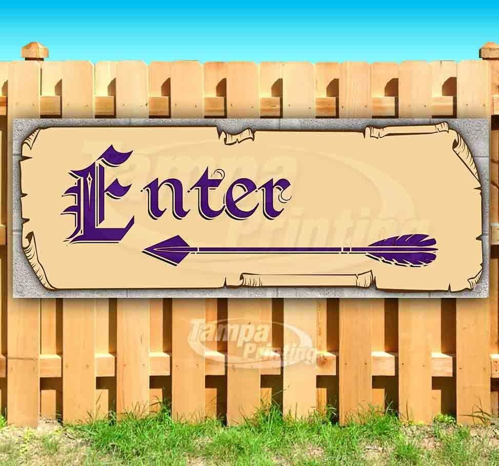 ENTER ARROW LEFT Advertising Vinyl Banner Flag Sign Many Sizes MEDIEVAL ...