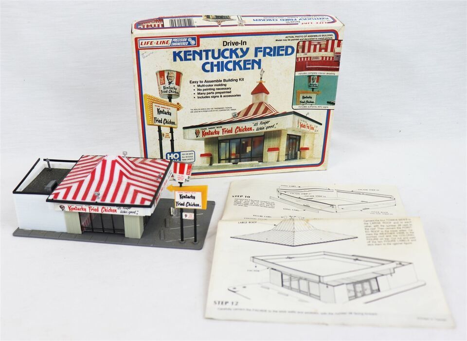 VINTAGE 1980s Life Like KFC Drive In Restaurant HO Scale Model Kit ...