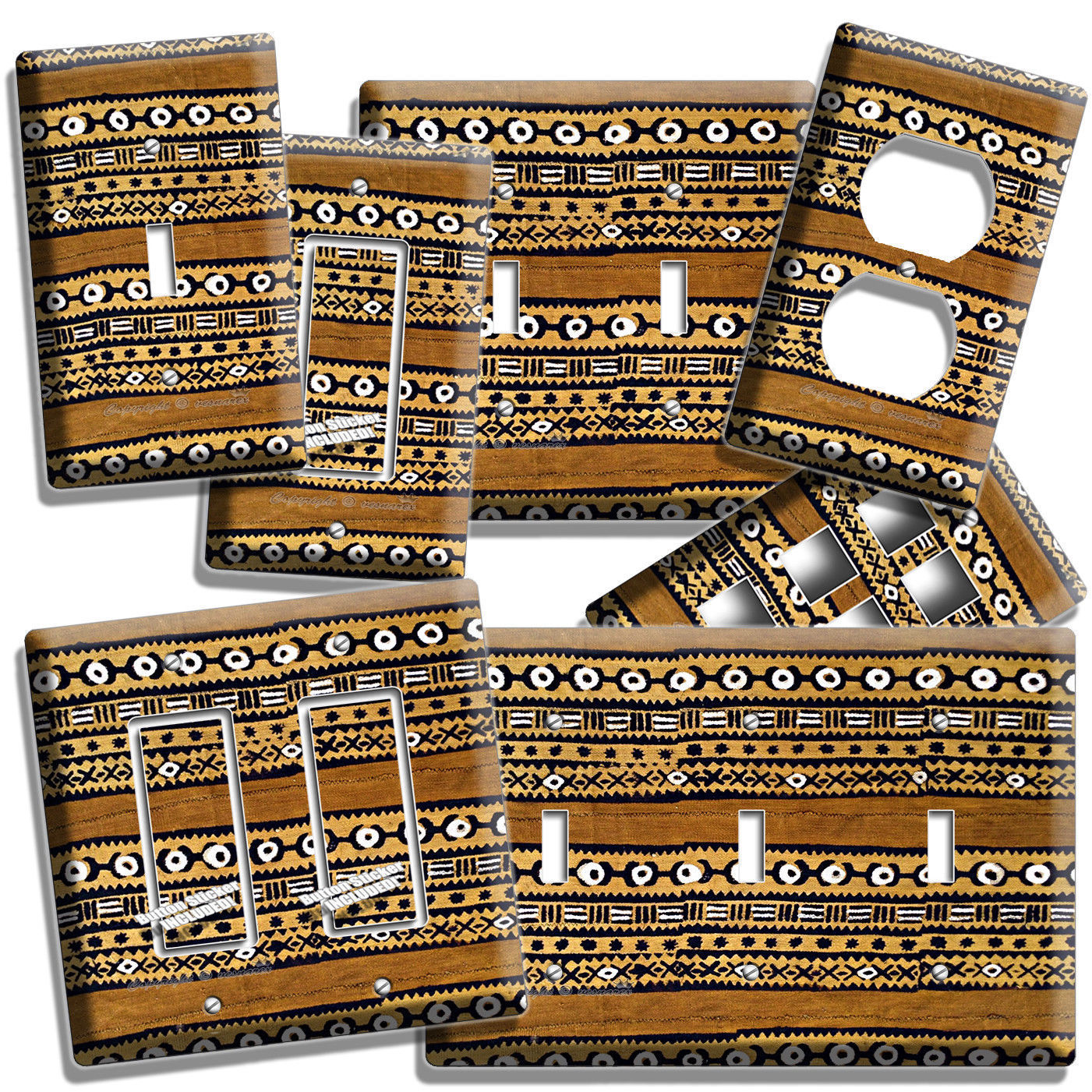 AFRICAN MALI TRIBAL MUD CLOTH LOOK LIGHT SWITCH OUTLET WALL PLATE ROOM ...