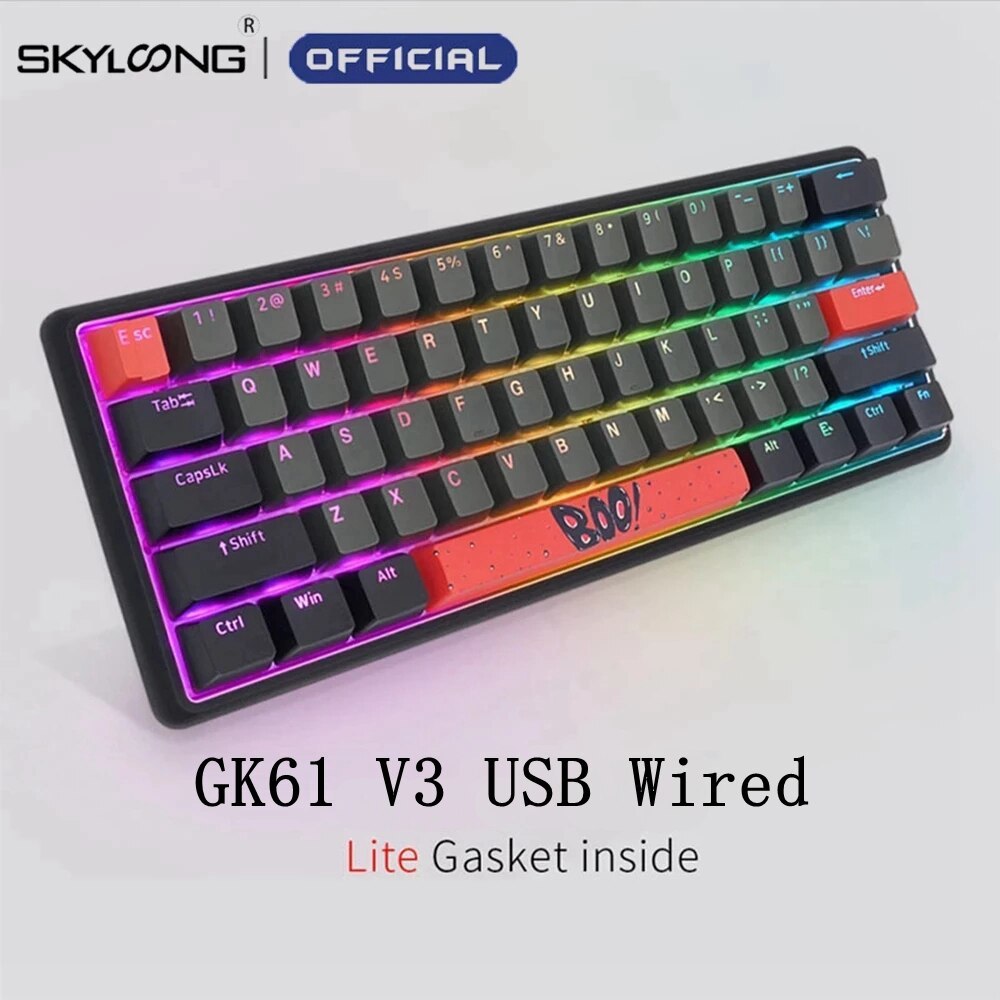 Mini Portable 60% Mechanical Keyboard - GK61 V3 Blcak, Gateron Yellow ...
