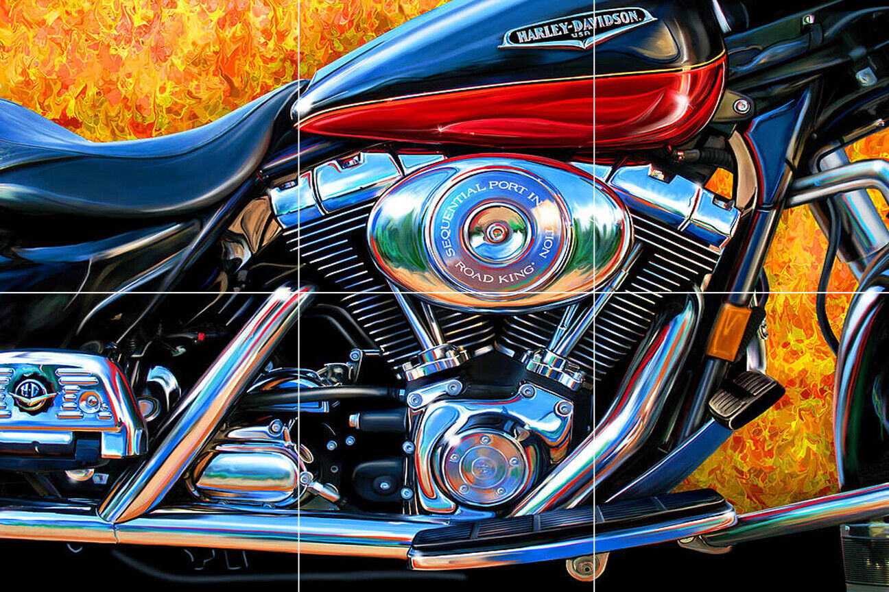 harley davidson motorcycle road king Medallion tile mural backsplash ...