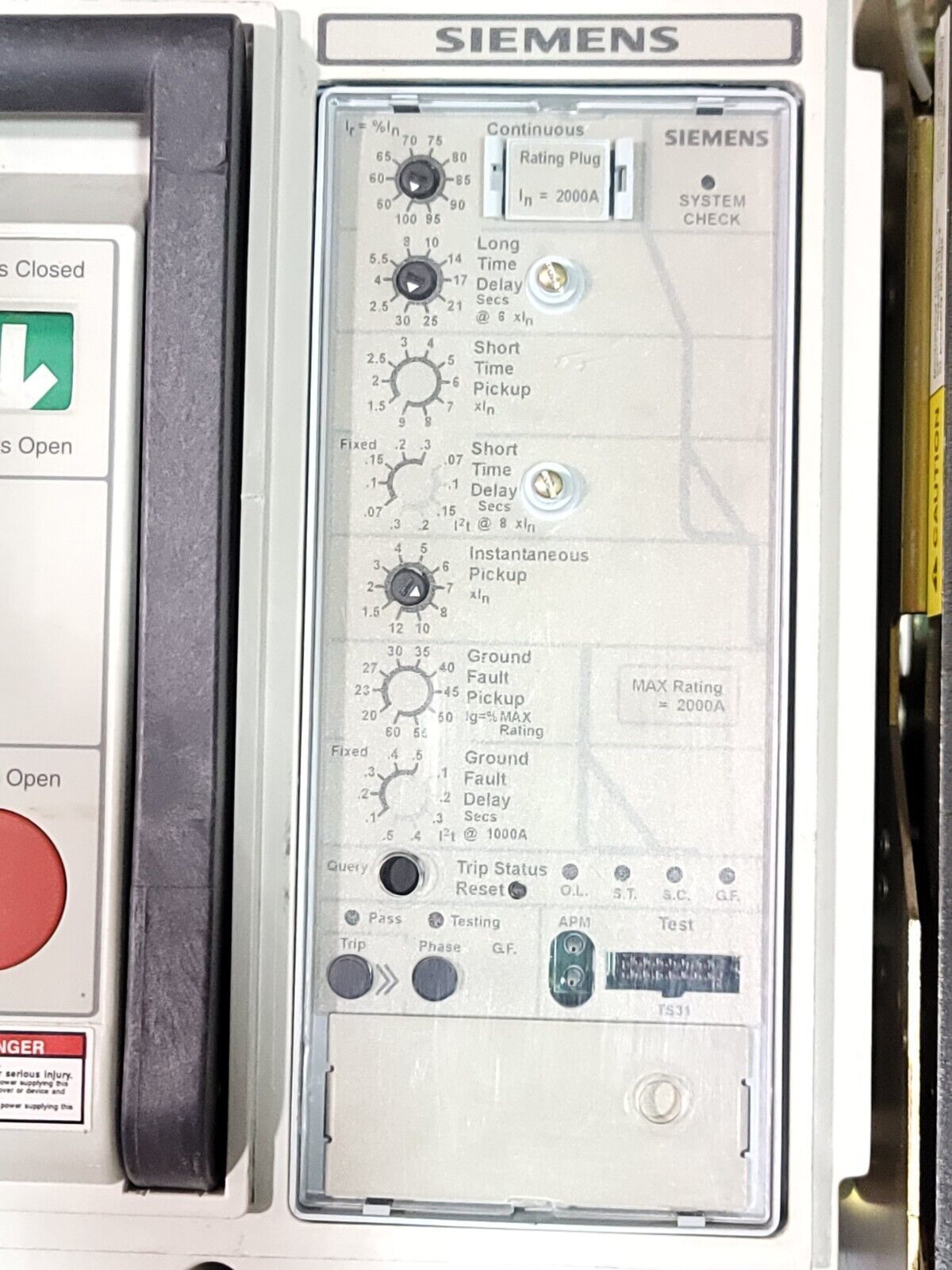 SIEMENS SBS2020DV / SBS2020 DRAWOUT BREAKER SBS-2000 W/2000A TRIP UNIT ...