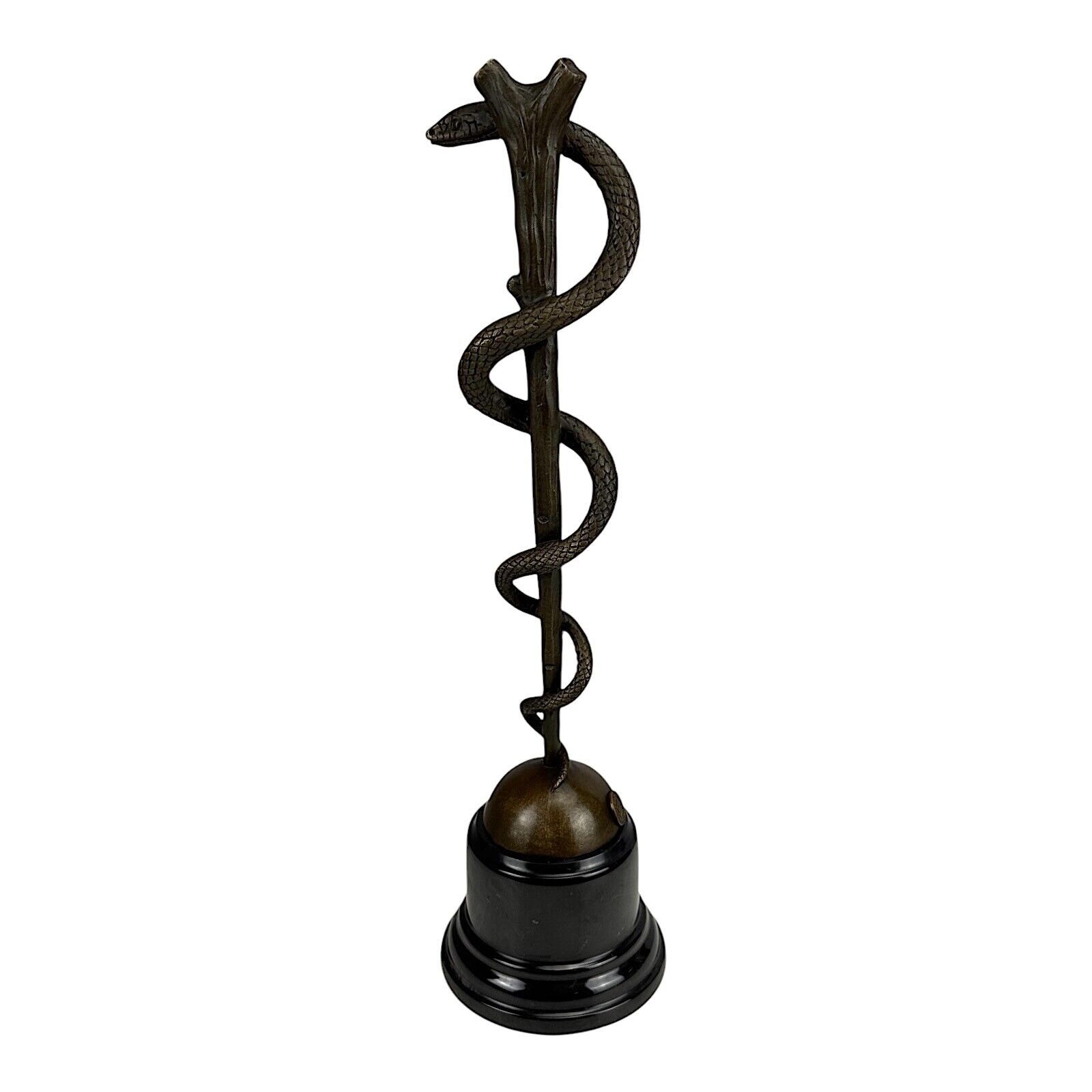 Snake Rod of Asclepius Symbol of Medicine Bronze Sculpture on Marble ...