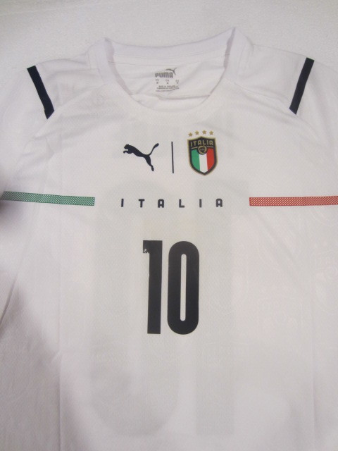 Lorenzo Insigne Italy 20/21 Euro Match Slim White Away Soccer Jersey ...