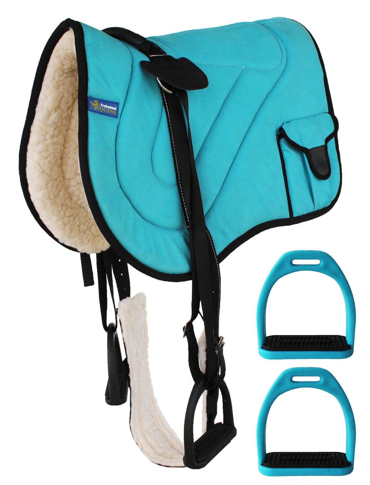 Horse SADDLE PAD Trail Fleece Padded Adjustable Bareback Pad Pocket ...