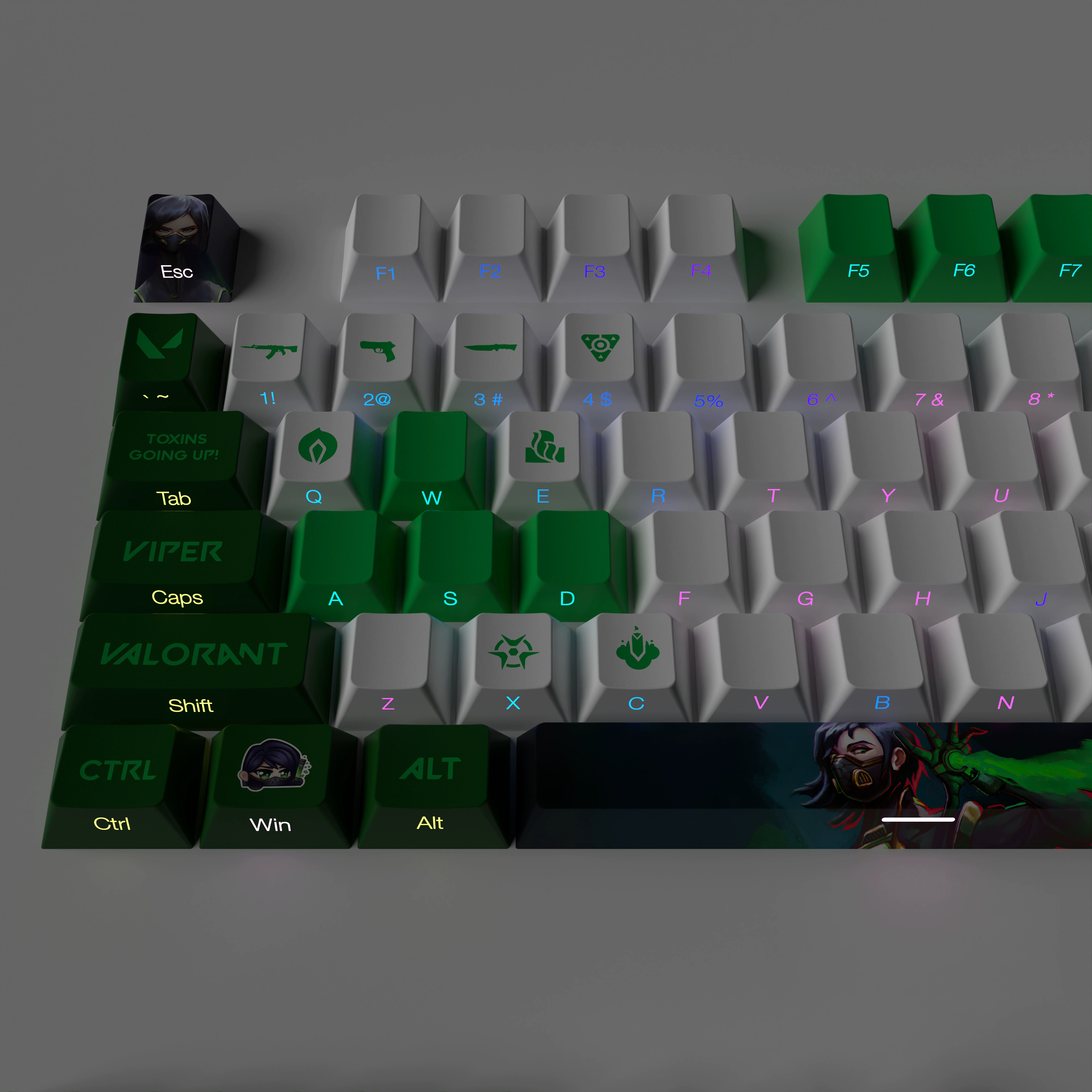 VALORANT Themed Keycaps Viper Side translucency PBT heat-sublimation ...