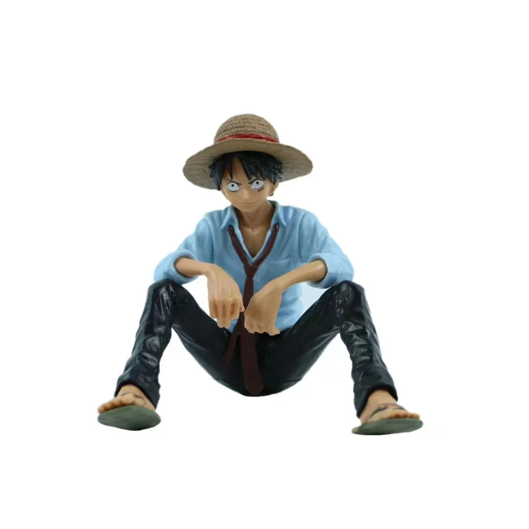 10-20cm One Piece Cartoon Blue Monkey D. Luffy Sit Figurine PVC Anime ...