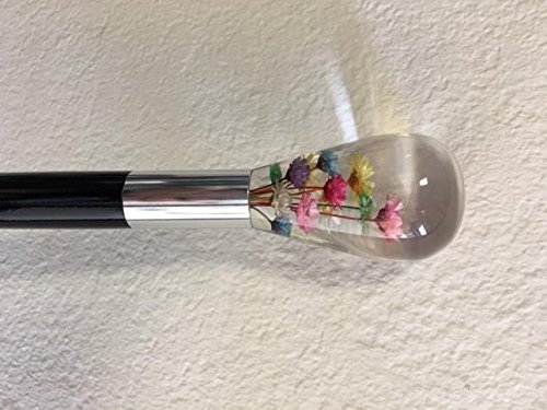 Floral Crystal Ball Walking Cane with Solid Black Shaft 36" Long ...