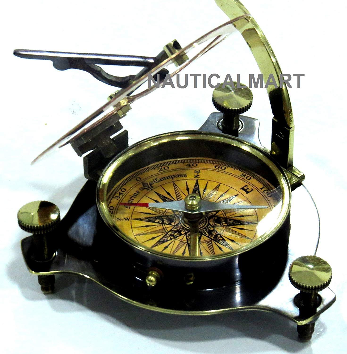 NauticalMart Handmade Brass Pocket Sundial Compass - Compasses
