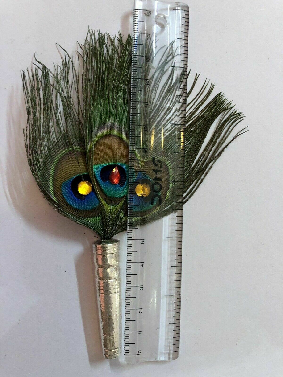 925 Silver Lord Krishna LADDU GOPAL Fan Pankha Pankhi Religious Peacock ...