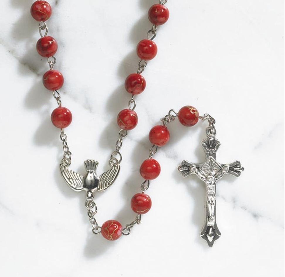 Confirmation Holy Spirit Red Rosary & Red Rosary Squeeze Top Case ...