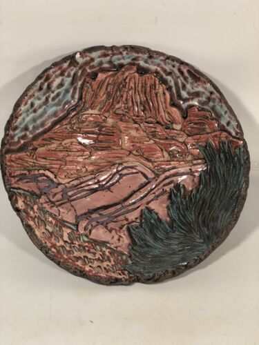 Southwest Pottery Eric Boos Signed Wall Hanging 9.5" Pedestal Bowl Made ...