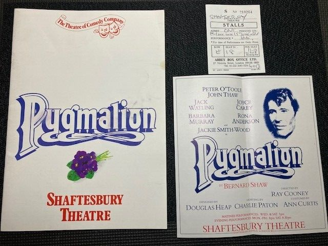 Peter O'Toole "PYGMALION" 1984 Shaftesbury Theater Playbill/Stub/Flyer ...