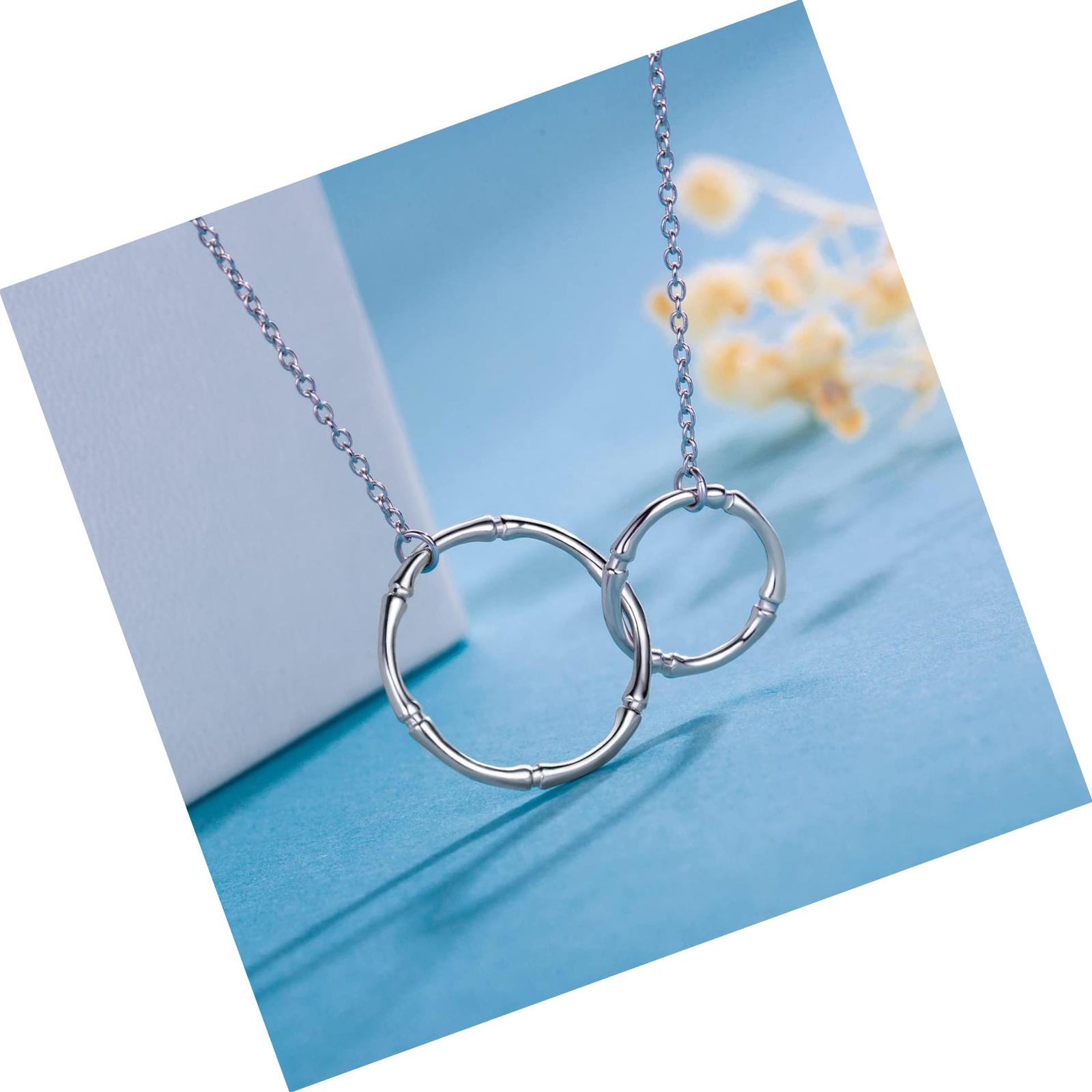 Mother Son Necklace, Sterling Silver Double Circles - Necklaces & Pendants