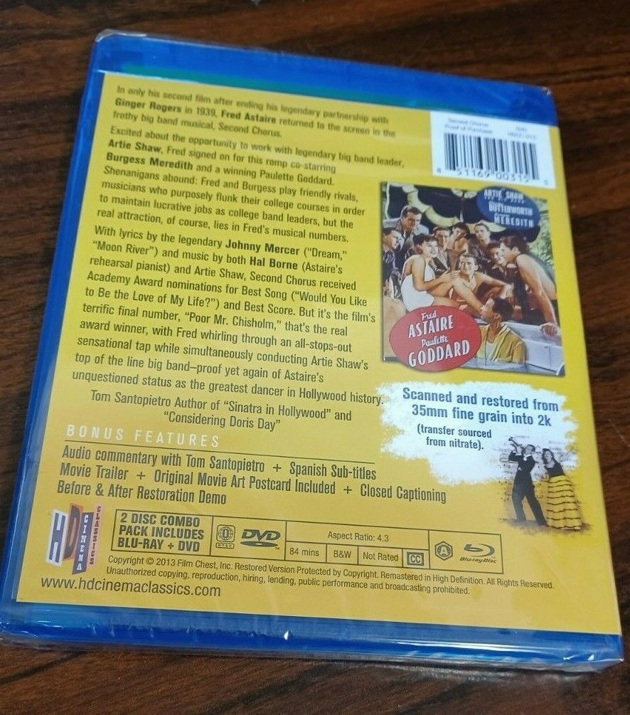 Second Chorus (Blu-ray + DVD, 1941) Fred Astaire, Paulette Goddard-NEW ...