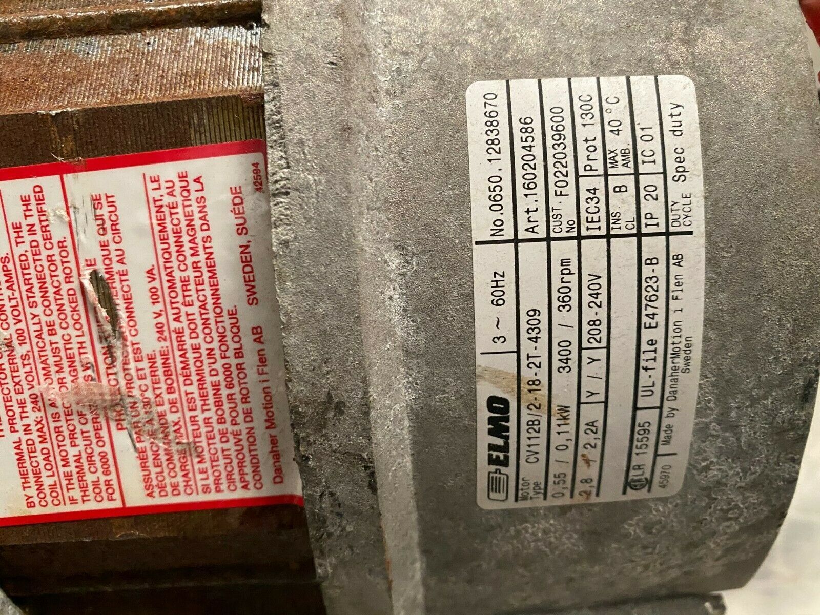 Speed Queen Front Load Washer/Extractor Motor 3PH, Speed Queen P/N ...