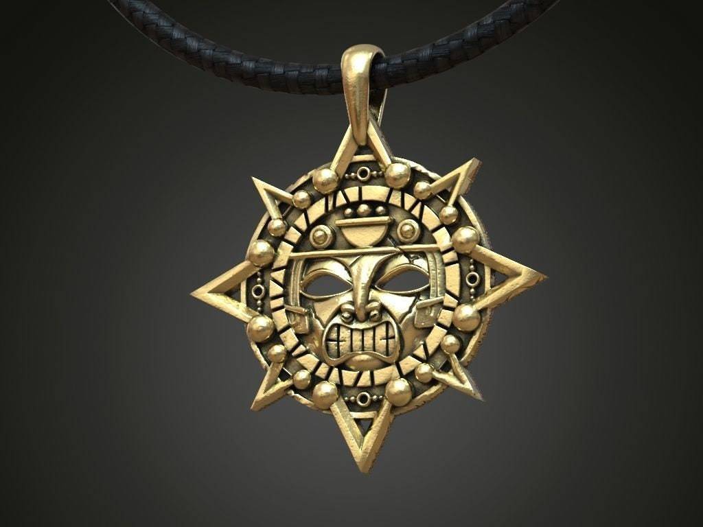 Aztec Necklaces Cursed Coin Aztec Sun Calendar Maya Pendant - Jewelry ...