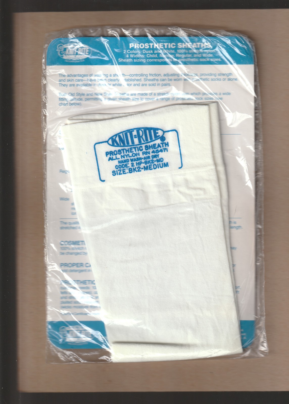 Knit-Rite Prosthetic Sheath All Nylon One Pair White Medium - New in ...
