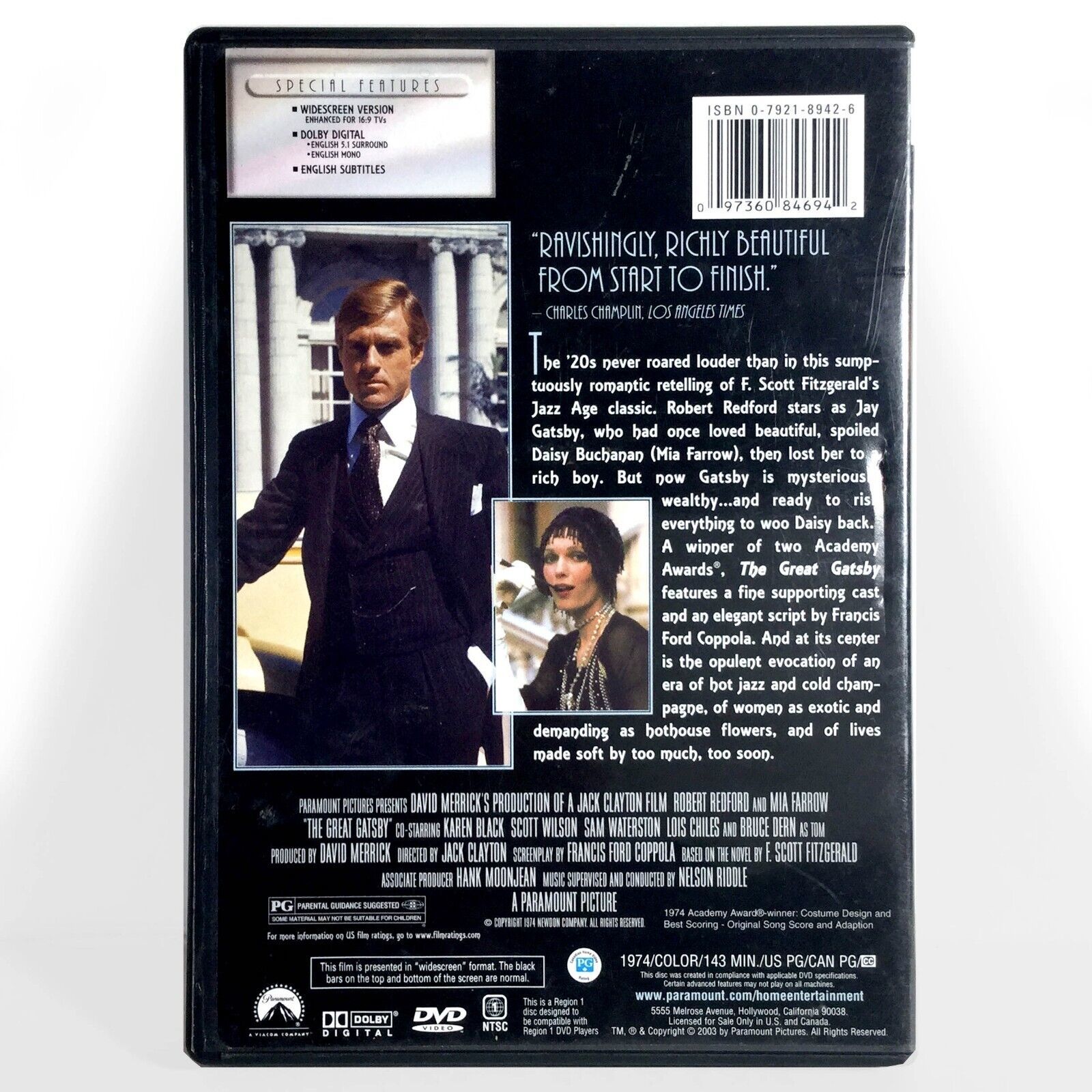 The Great Gatsby (DVD, 1974, Widescreen) Robert Redford Mia Farrow - DVDs & Blu-ray Discs