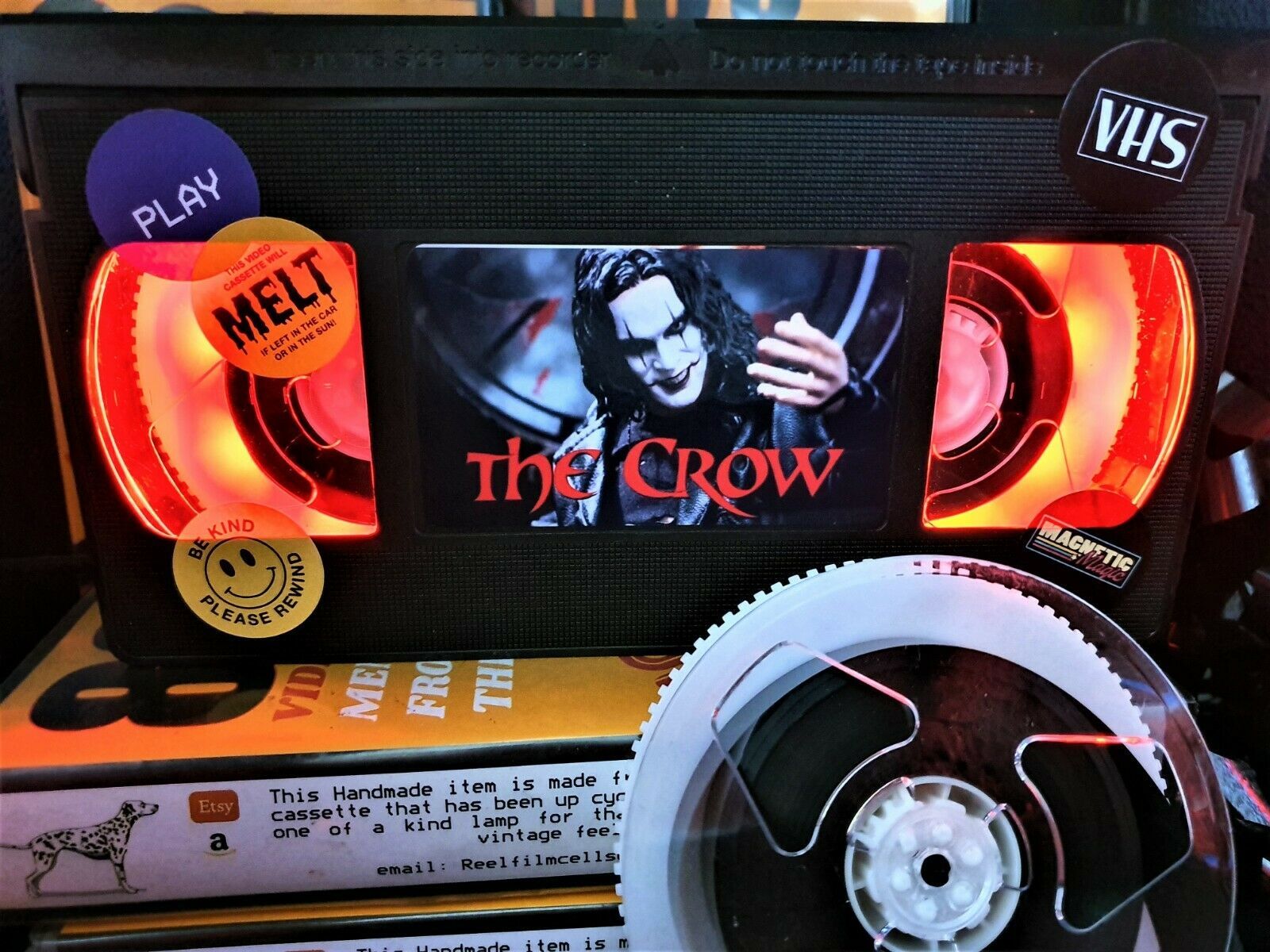 The Crow Retro VHS Tape Night Light table lamp stunning Brandon Lee - Lamps