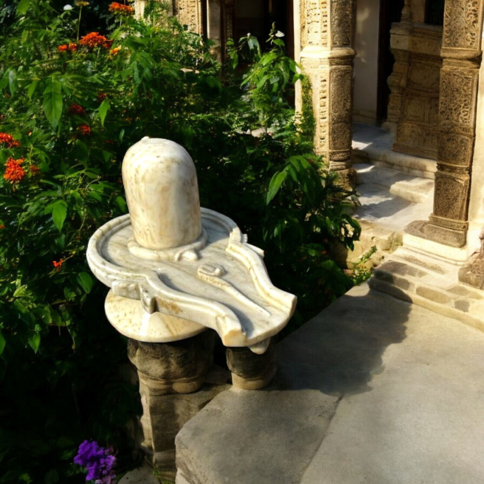 White Marble Shiva Lingam Sculpture Hindu God Religious Idol Worship ...