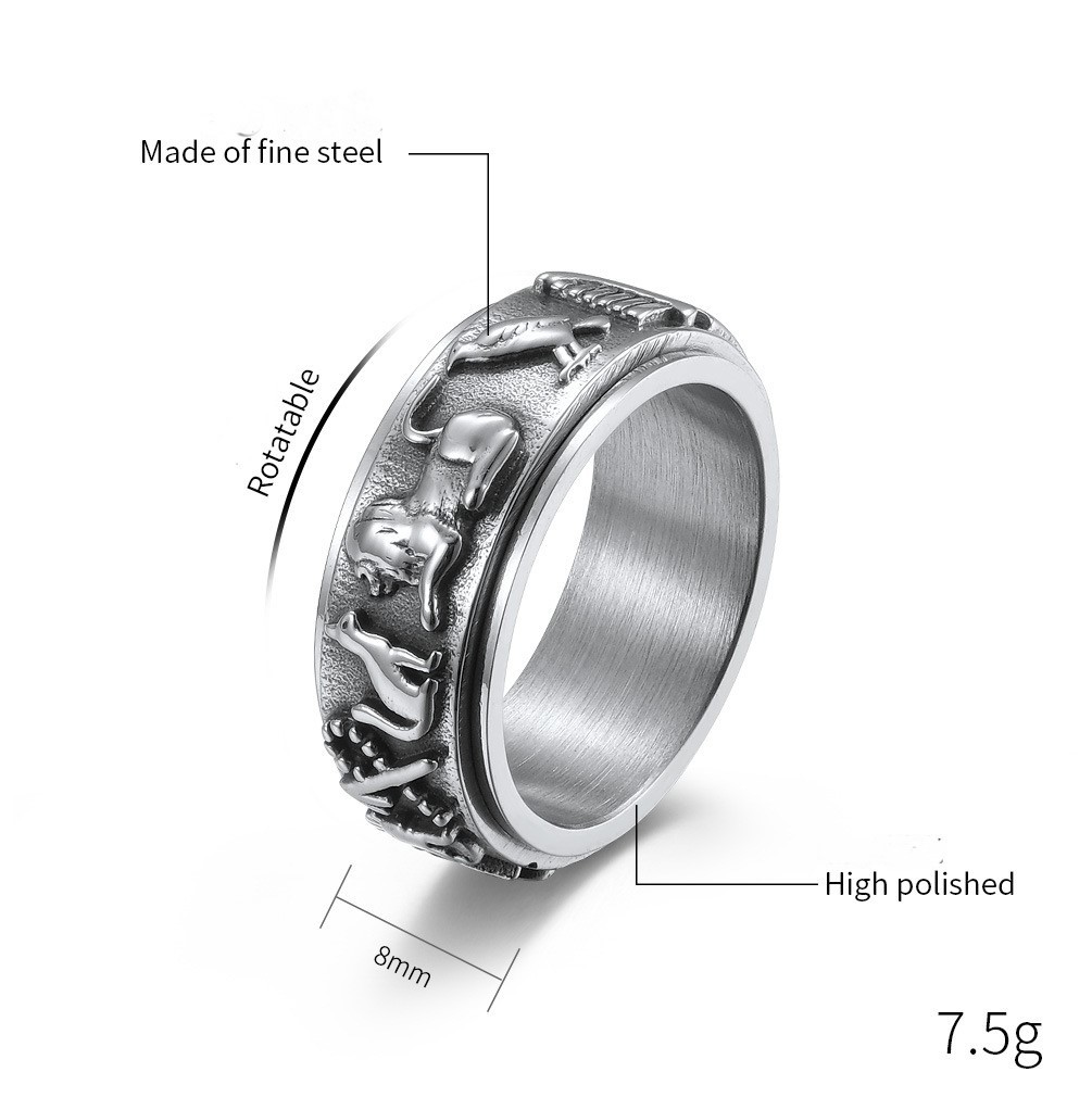 Symbol Titanium Spinning Ring Beautiful Symbol Patterns - Rings