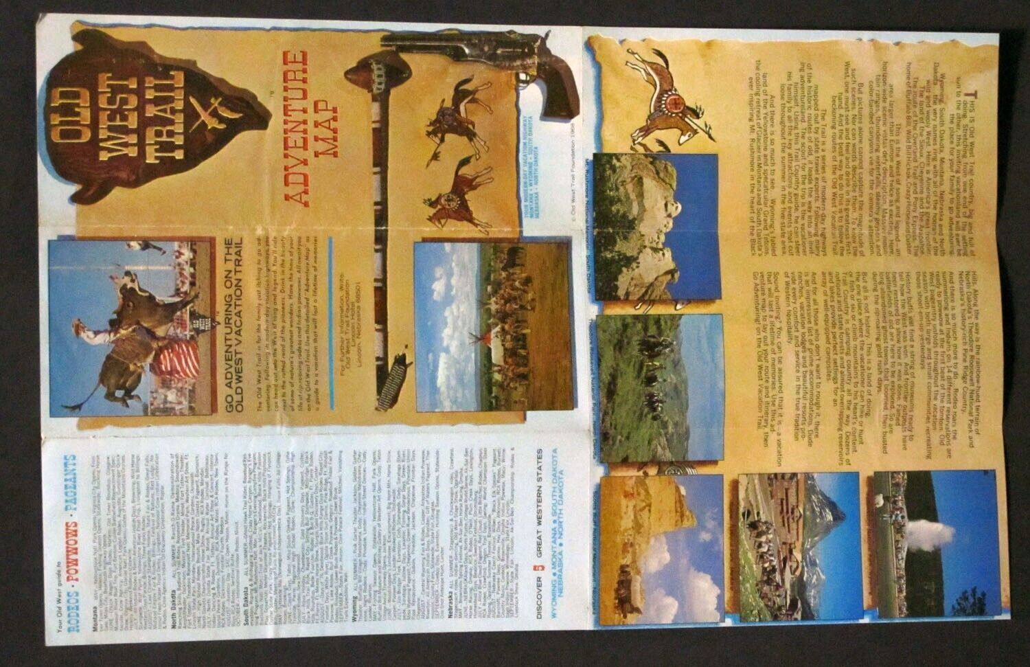 OLD WEST TRAIL Adventure Map 1968 Old West Guide to RODEOS-POWWOWS ...