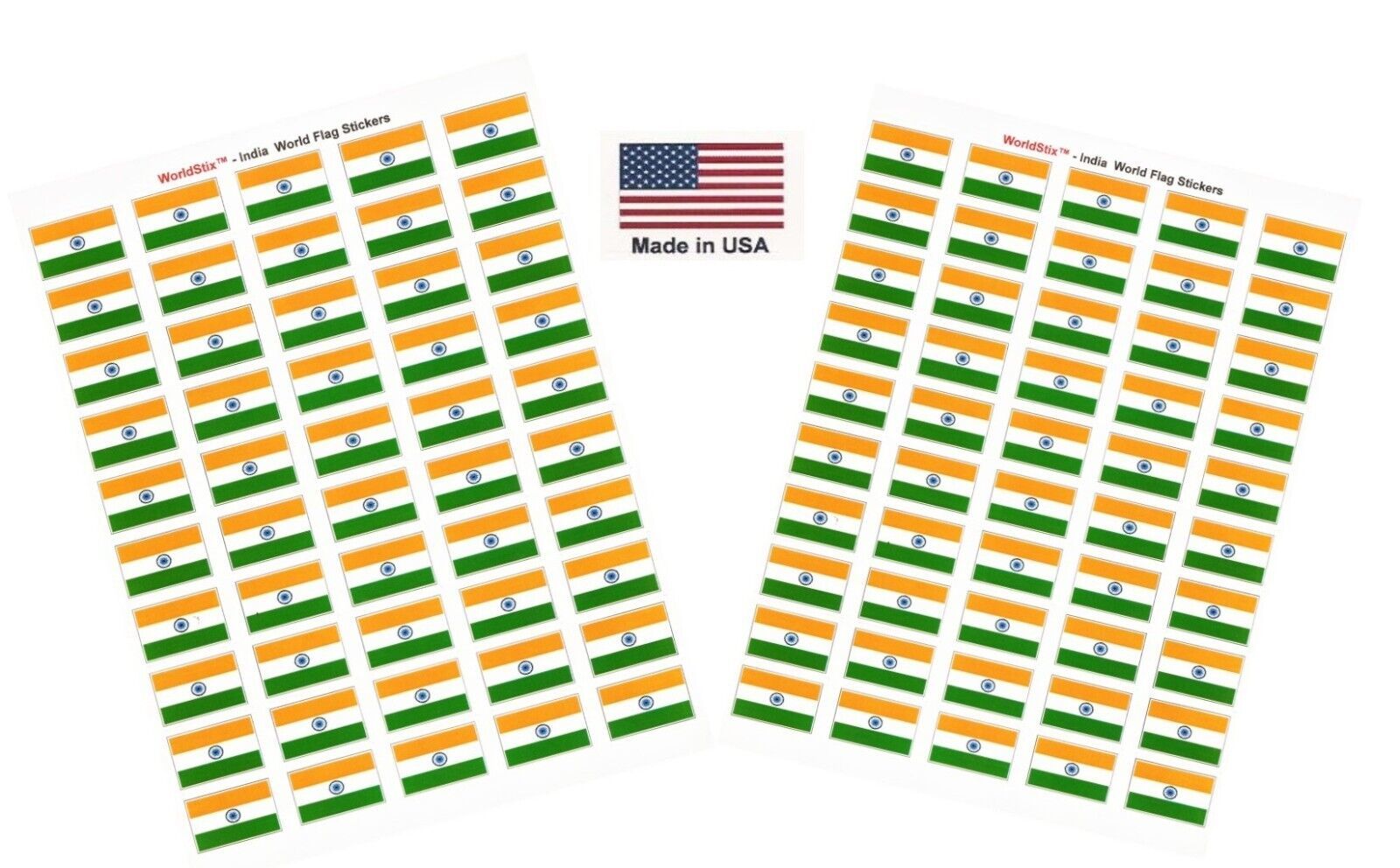 100 India Flag Stickers; 1.5" x 1" Self Adhesive Flag Scrapbook ...