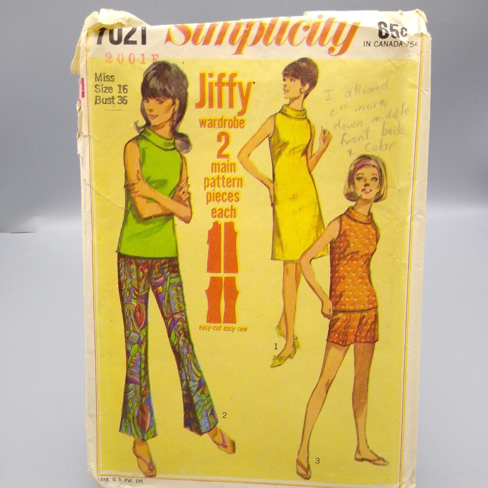 Vintage Sewing PATTERN Simplicity 7021, Jiffy Misses 1967 Simple to Sew ...