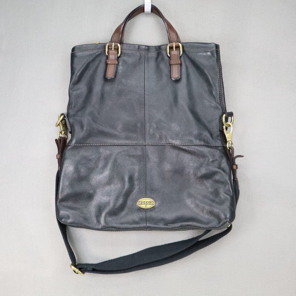 Fossil Explorer Large Crossbody Shoulder Bag Carryall Tote Black Fold ...