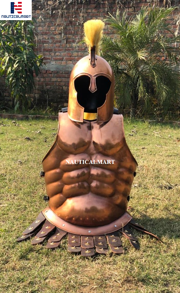 Nauticalmart Greek Muscle Armor Cuirass Copper Plated Helmet Halloween ...