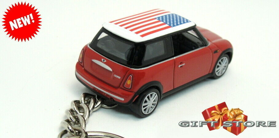VERY RARE KEY CHAIN RED USA FLAG TOP BMW MINI COOPER NEW CUSTOM LIMITED ...