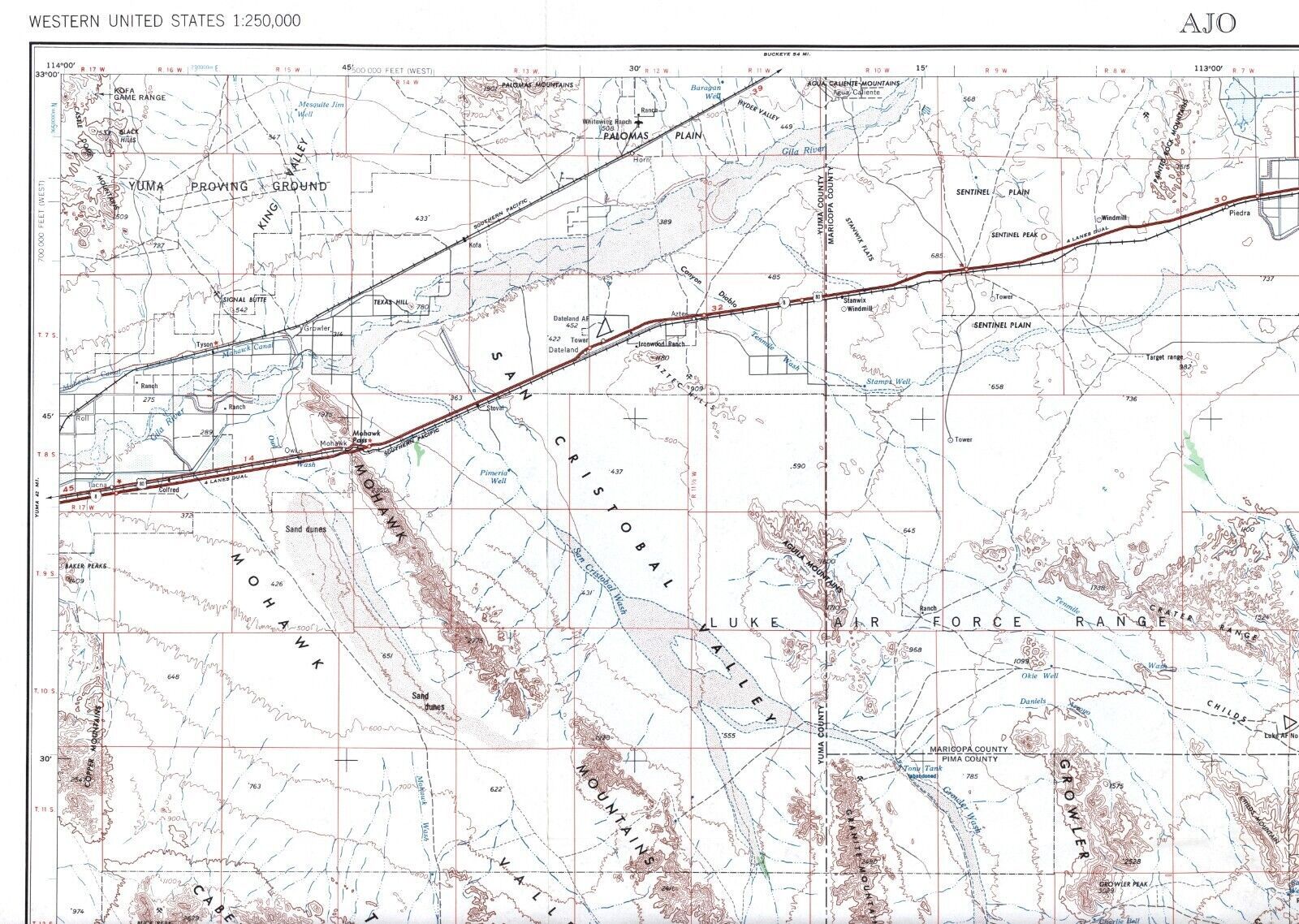 Ajo, Arizona 1969 Topo Map US Army USGS 1:250,000 Scale Topographic - US