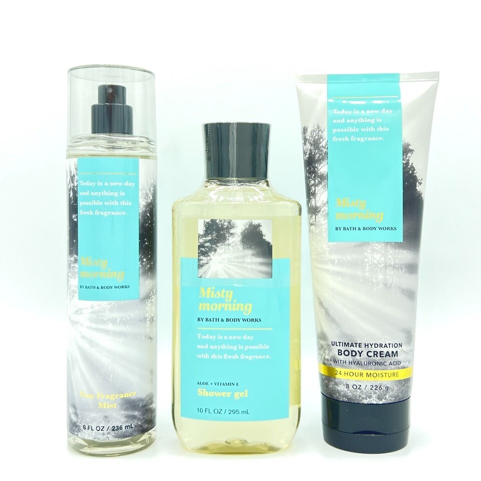 Bath & Body Works Misty Morning Mist, Shower Gel & Body Cream 3-Piece ...