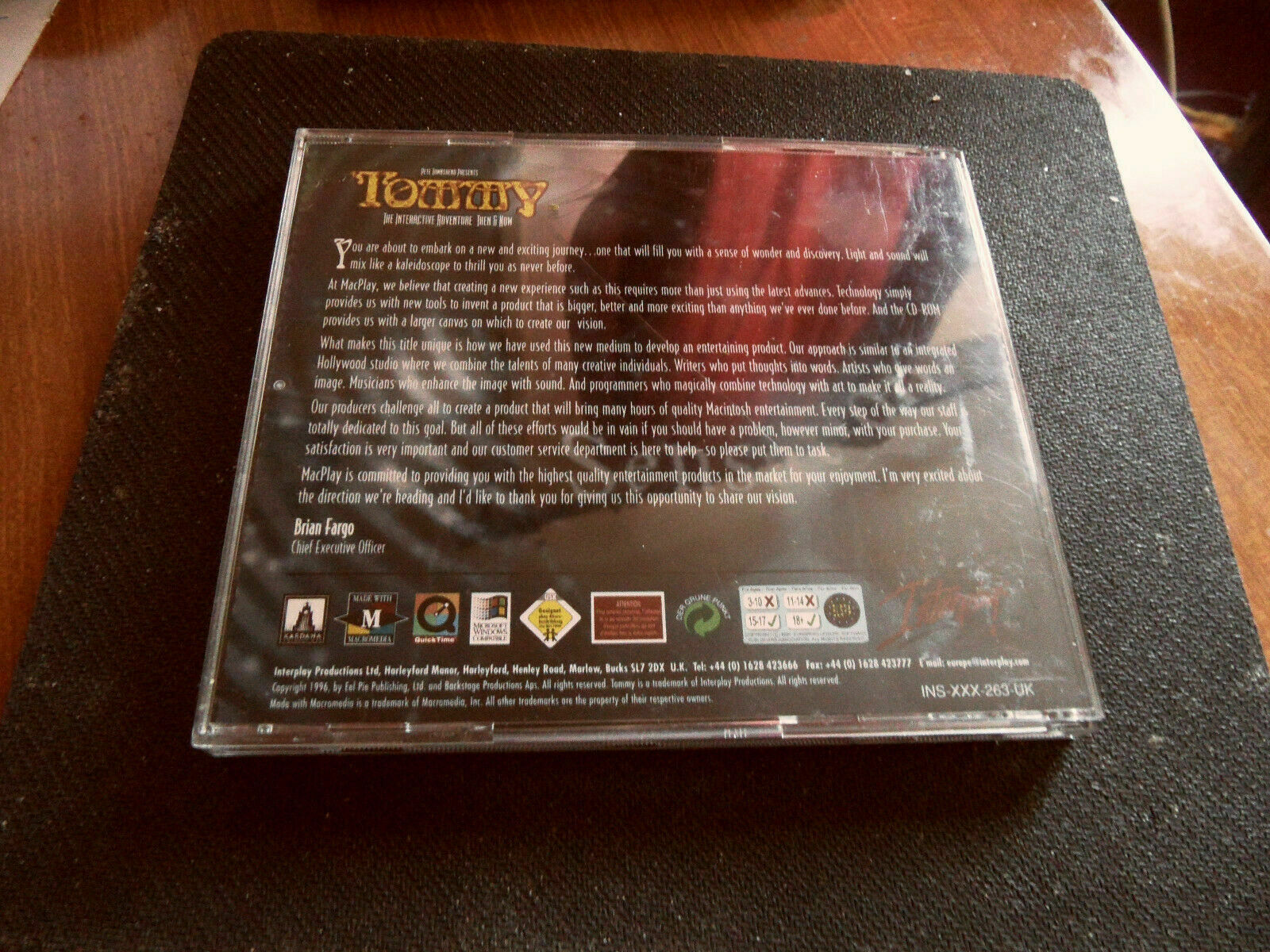 Pete Townshend Presents Tommy the Interactive Adventure Then & Now Game ...