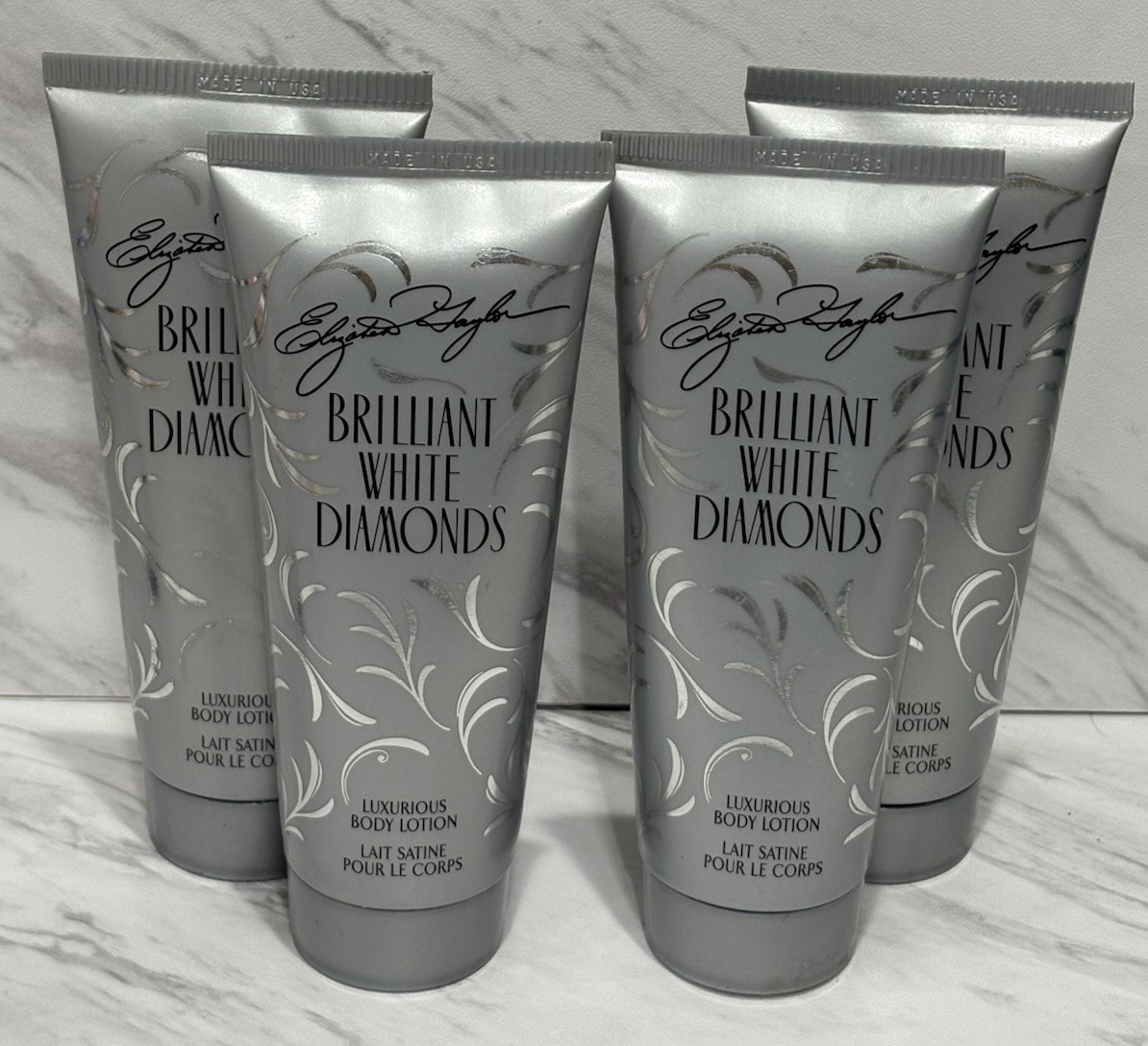 4 Elizabeth Taylor Brilliant White Diamond Luxurious Body Lotion 3.3 oz ...