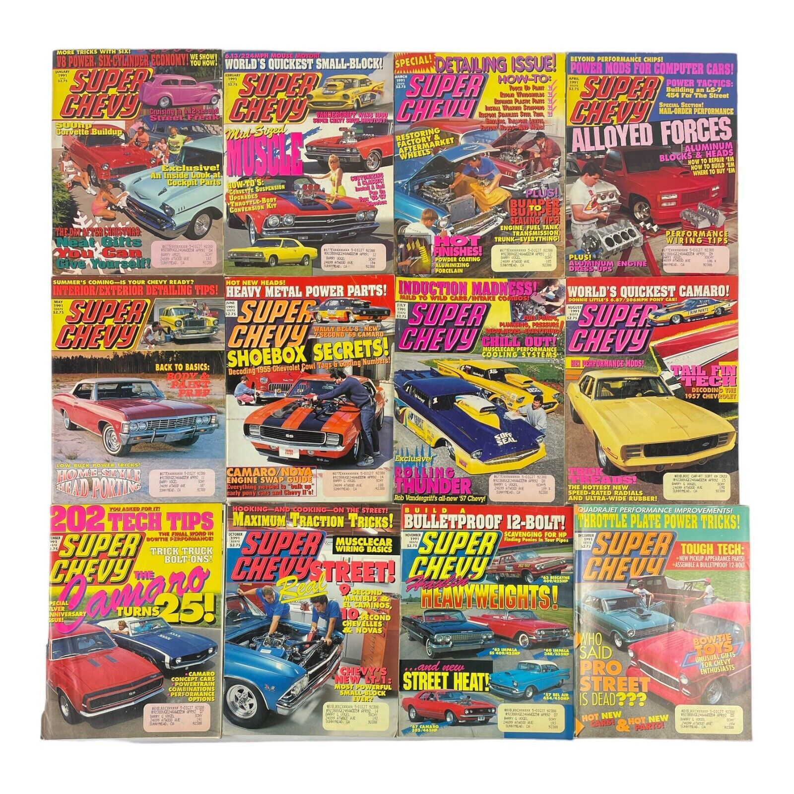 Lot of 12: SUPER CHEVY MAGAZINES Complete Full Set 12 issues Jan to Dec ...