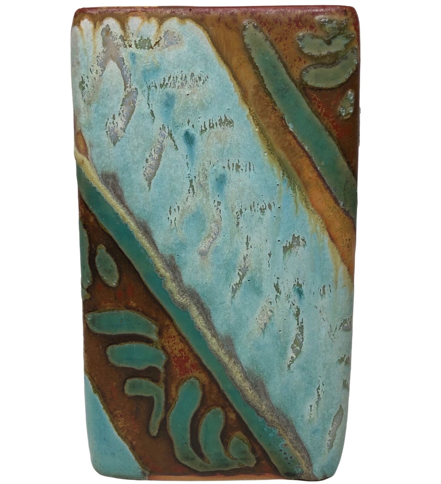 Studio Art Pottery Vase Nancy Redman North Carolina Blue Brown Anthacus ...