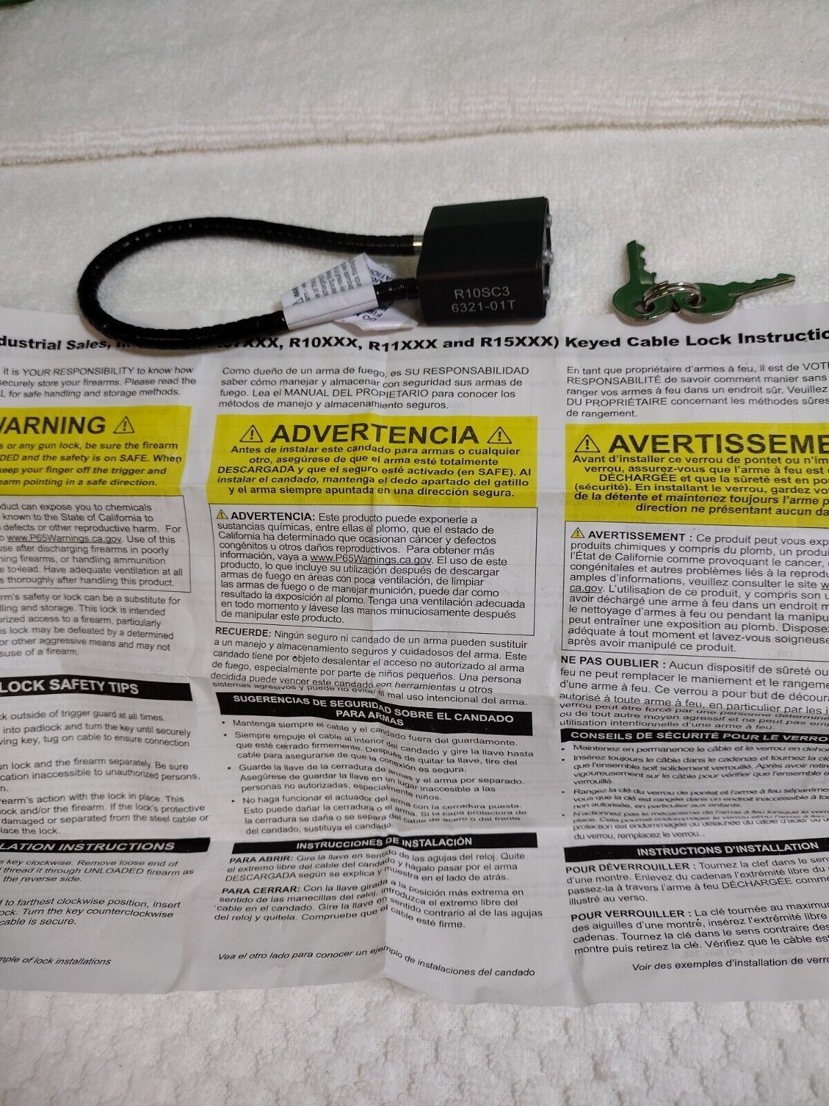 10" Cable Gun Lock for Pistol Shotgun Rifle Black / Regal Industrial ...