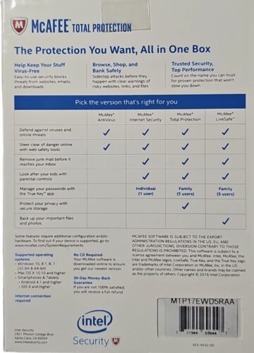 McAfee Total Protection 5 Devices 1 Year - Antivirus & Security