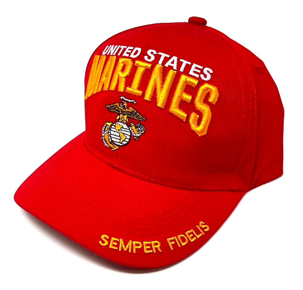 RED UNITED STATES MARINE CORPS USMC MARINES BOLD TACTICS CURVED BILL ...