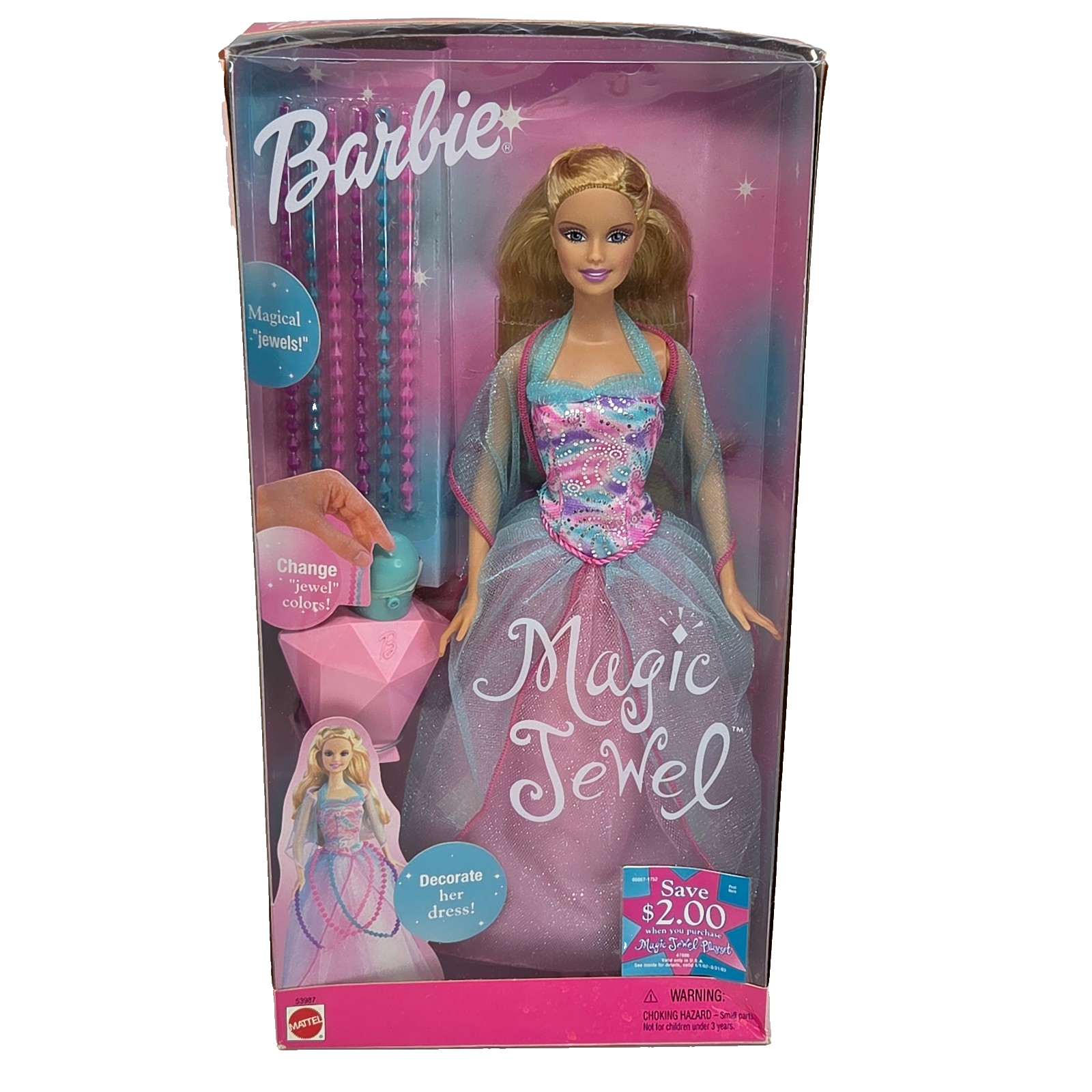 2001 MAGIC JEWEL BARBIE DOLL MATTEL NEW IN ORIGINAL BOX # 53987 CHANGES ...