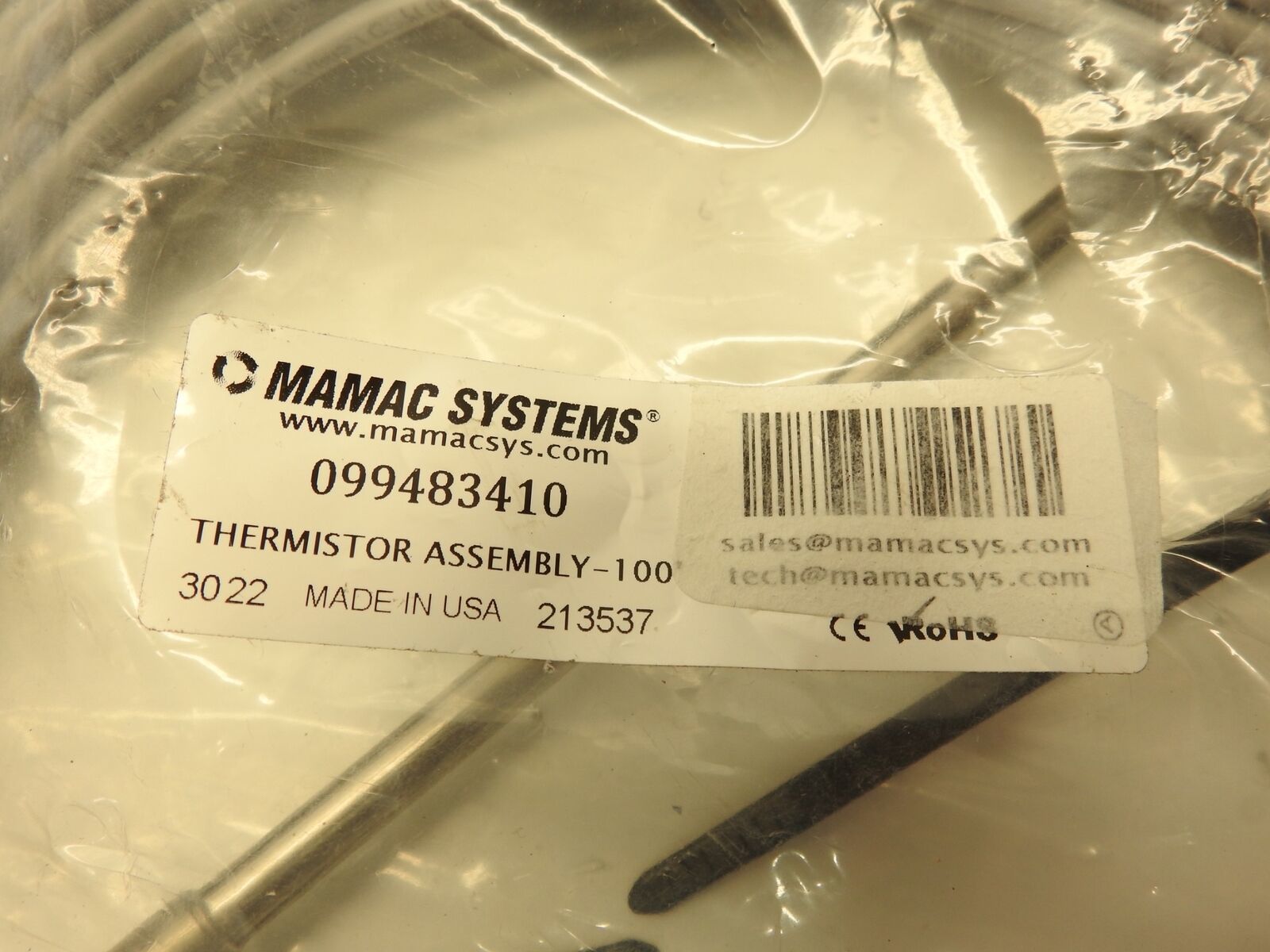 Mamac System 099483410 Thermistor Assembly; 100' Cable - Other HVAC ...