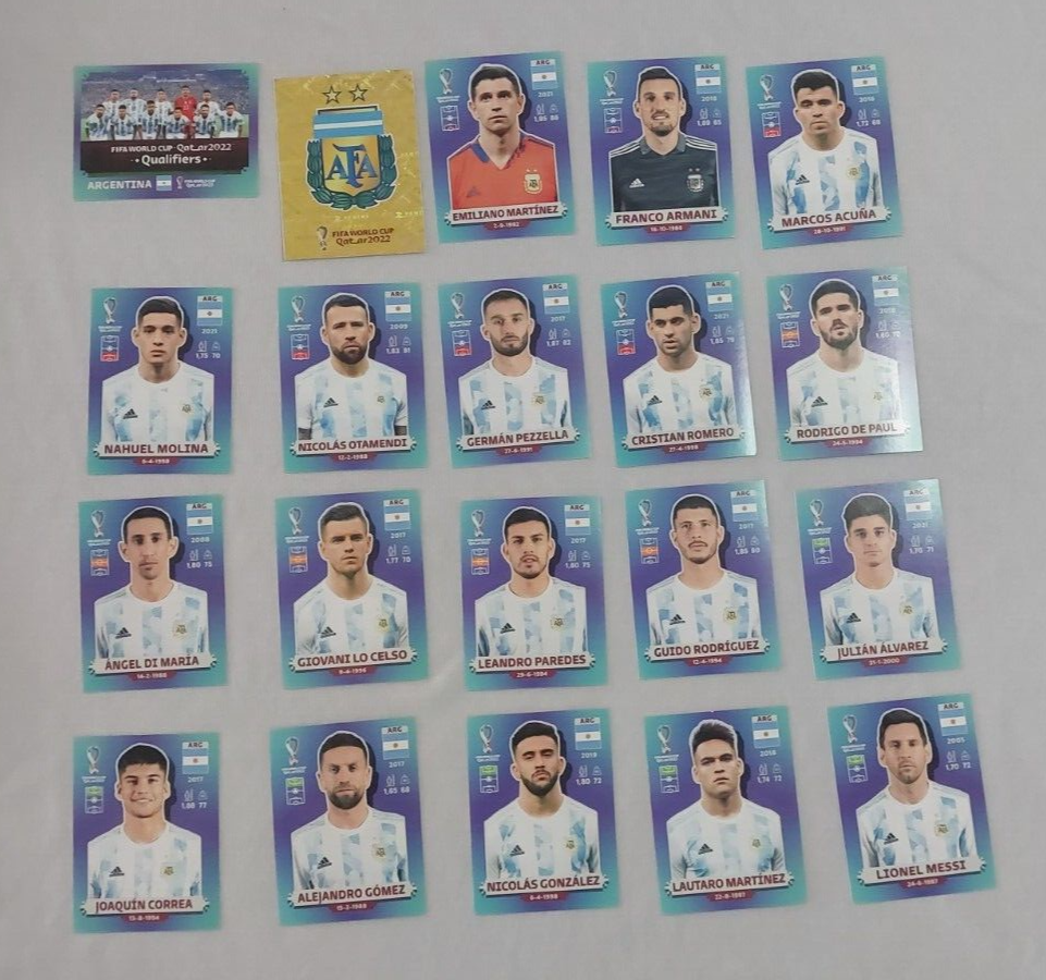 Complete Set 20 Stickers Argentina 2022 FIFA World Cup Official Panini ...