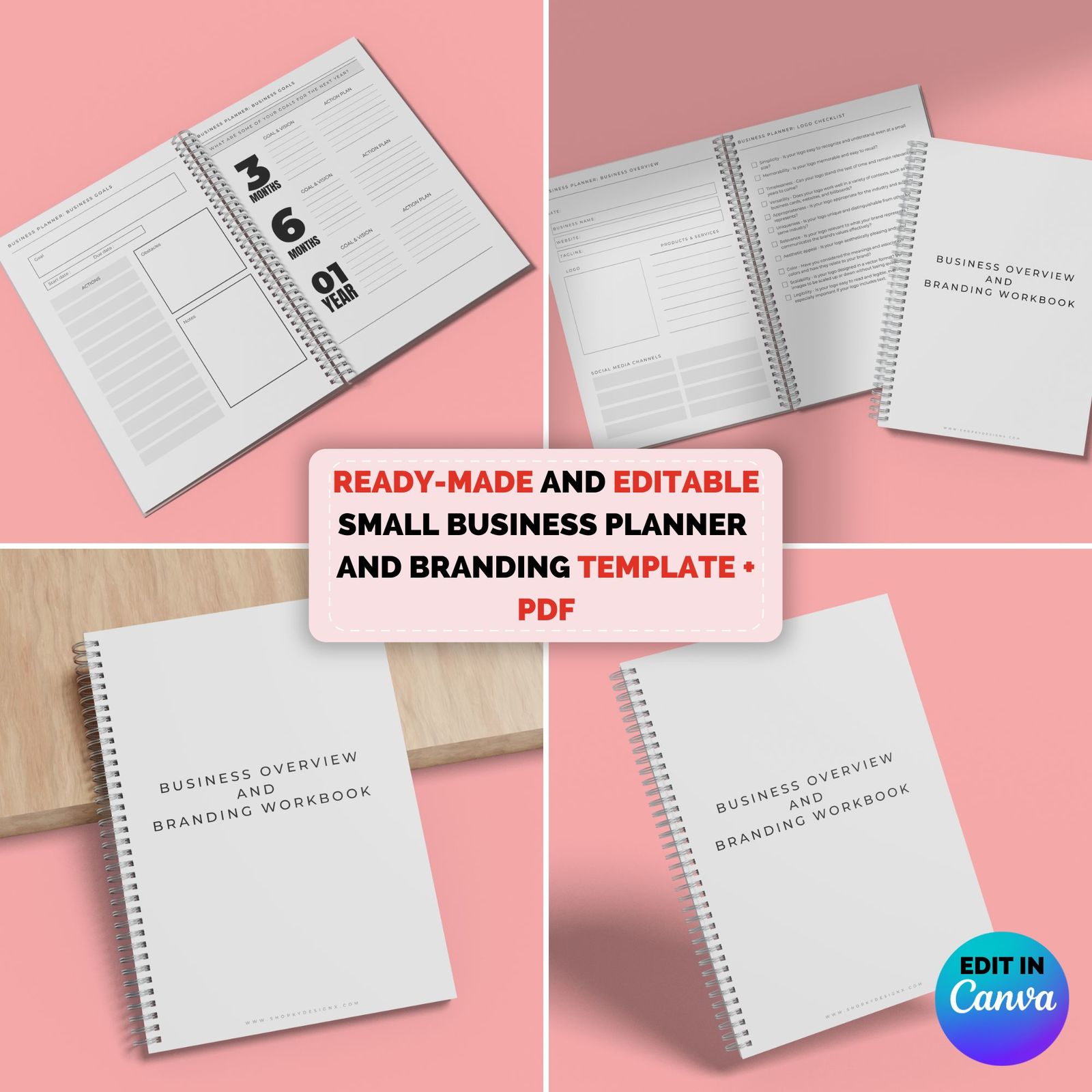 Editable and ready-made business planner and branding workbook - Canva ...